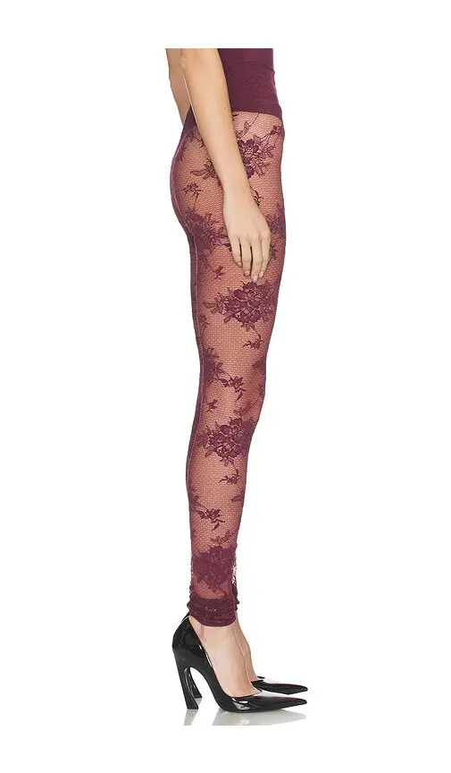 Andamane Zillah Lace Leggings In Burgundy - Cabernet