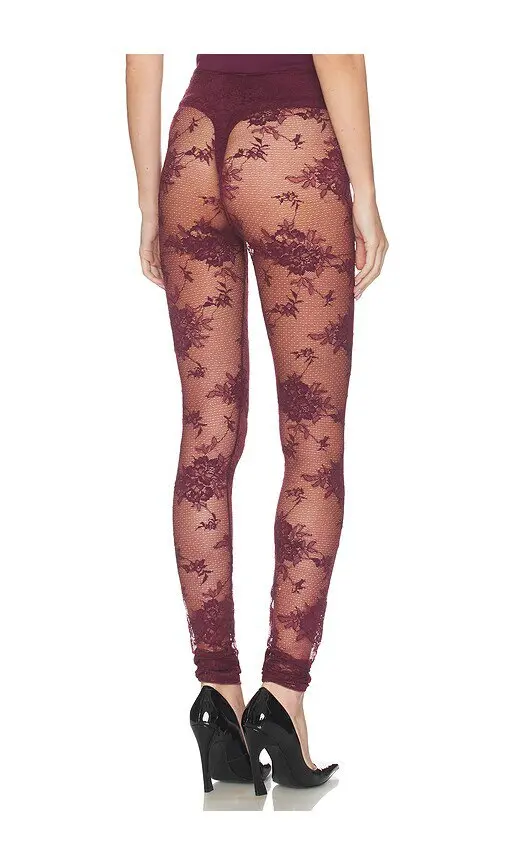 Andamane Zillah Lace Leggings In Burgundy - Cabernet