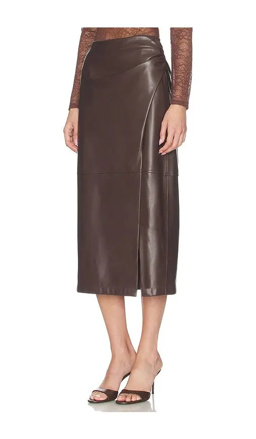 Cami Nyc Lorena Faux Leather Wrap Skirt - Sable