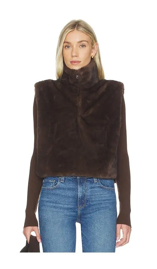 Line & Dot Faux Fur Top