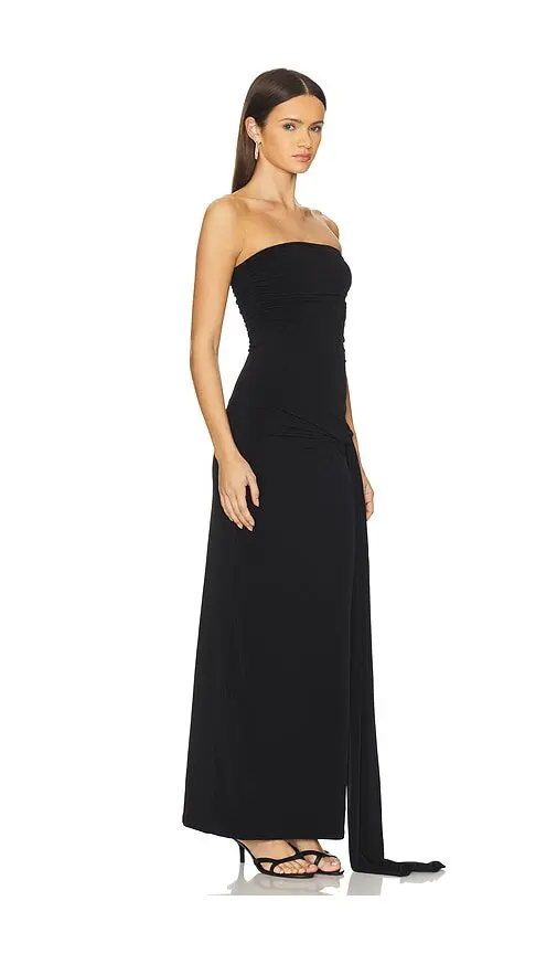 LOVERS AND FRIENDS Strapless Gown With Drape Detail - Black