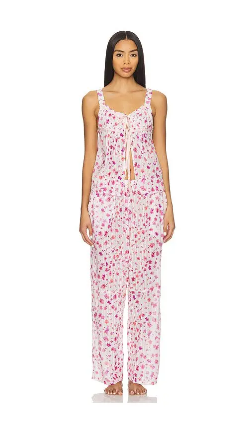 Free People X Intimately Talk Tonight Pajama Set In Pink - Berry Combo