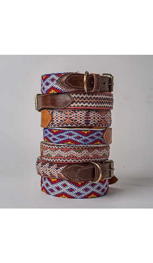 VERVE CULTURE Moroccan Kilim Dog Collar & Leash Set