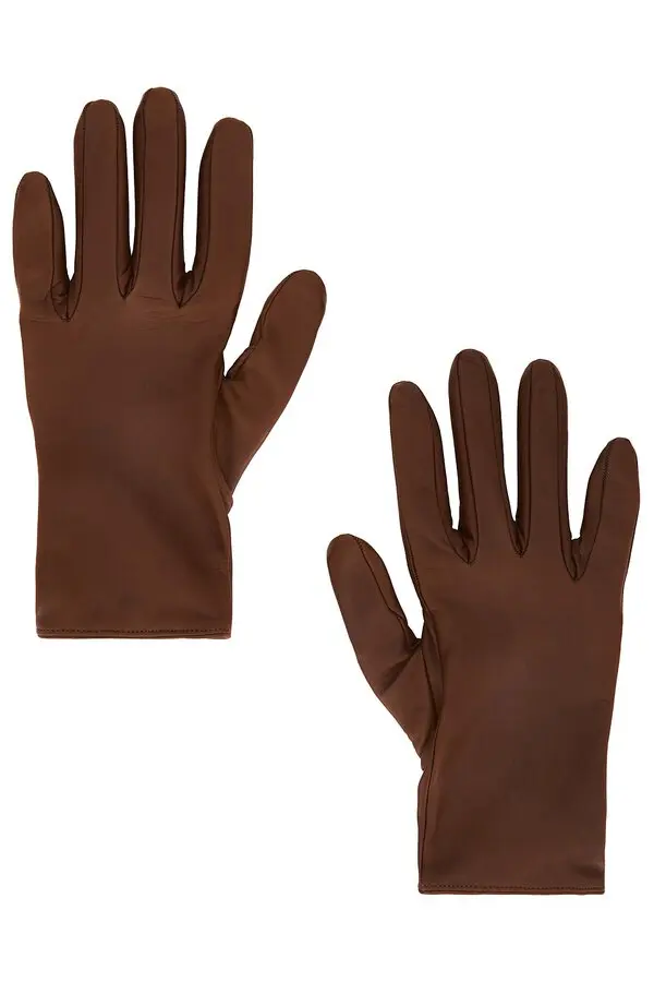 Nour Hammour Short Leather Gloves - Cognac