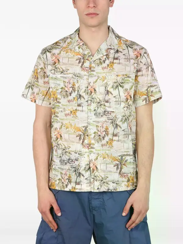 EAST HARBOUR SURPLUS Floral-print Pocket Shirt - Neutrals
