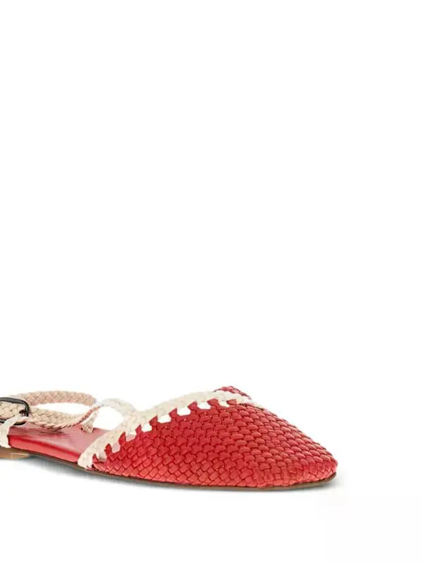 Hereu Rondaia Woven Buckle Flat Pumps - Red