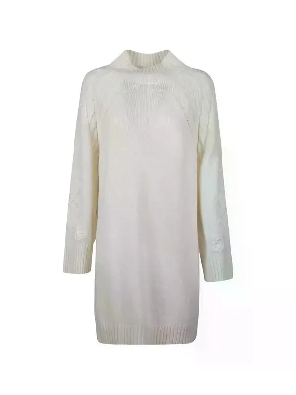 ERMANNO FIRENZE Cable-knit Embroidered Dress