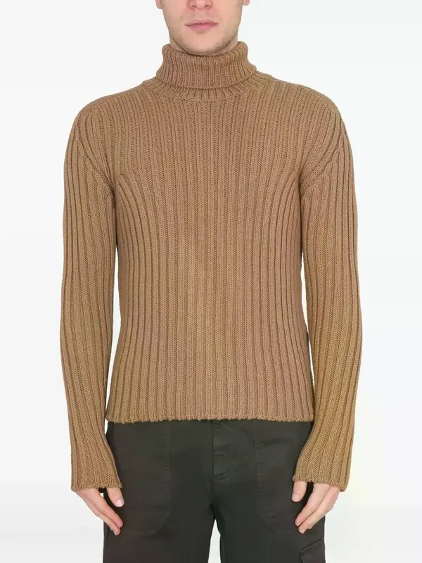 TEN C Roll-neck Sweater - Brown