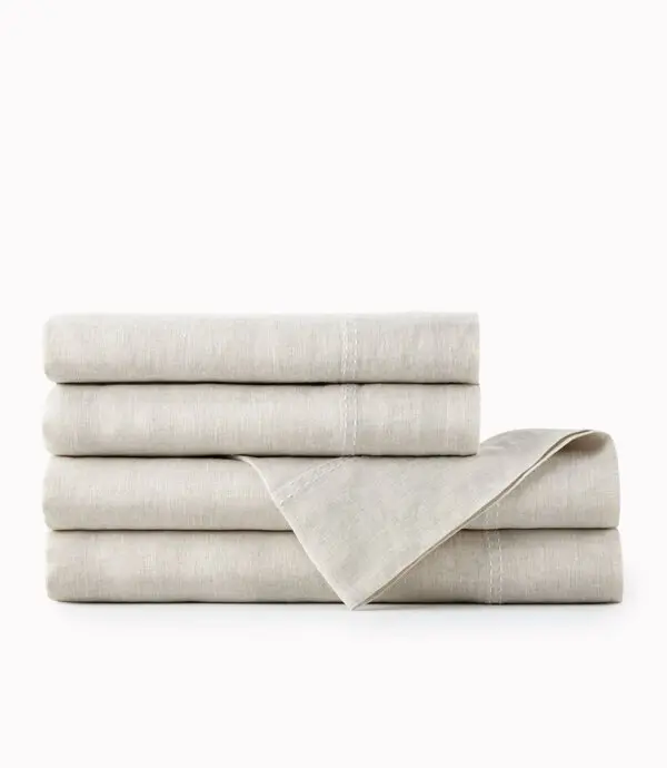 PEACOCK ALLEY European Washed Linen Sheet Set - Natural