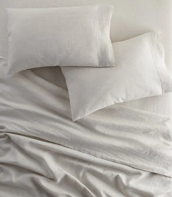 PEACOCK ALLEY European Washed Linen Sheet Set - Sky