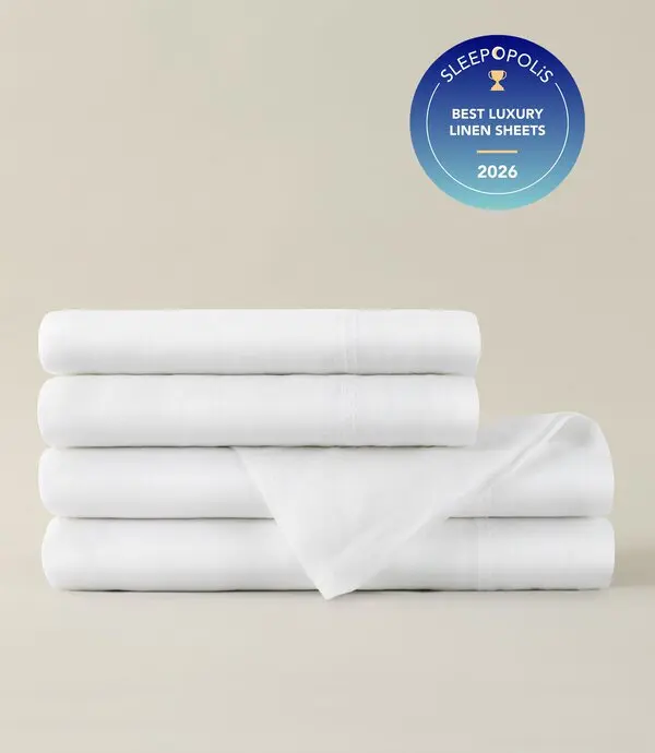 PEACOCK ALLEY European Washed Linen Sheet Set - Sky