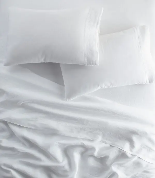 PEACOCK ALLEY European Washed Linen Sheet Set - Sky