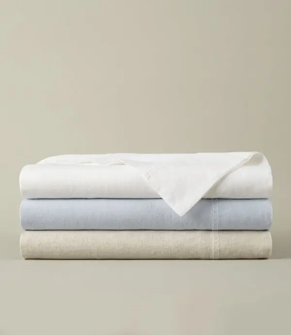 PEACOCK ALLEY European Washed Linen Sheet Set - Sky