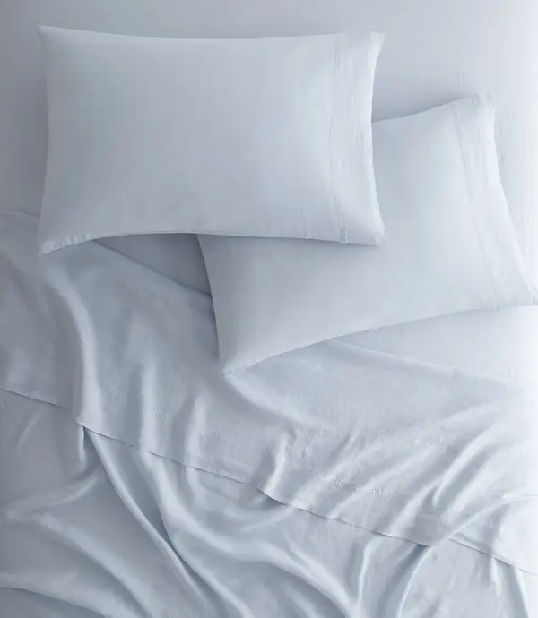 PEACOCK ALLEY European Washed Linen Pillowcases - Sky