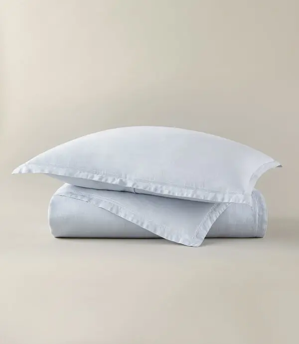 PEACOCK ALLEY European Washed Linen Duvet Cover - Sky