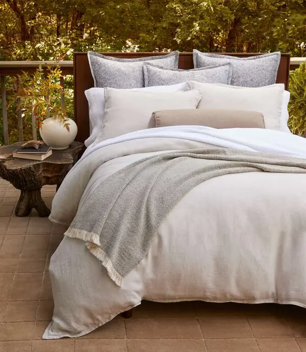 PEACOCK ALLEY European Washed Linen Duvet Cover - White