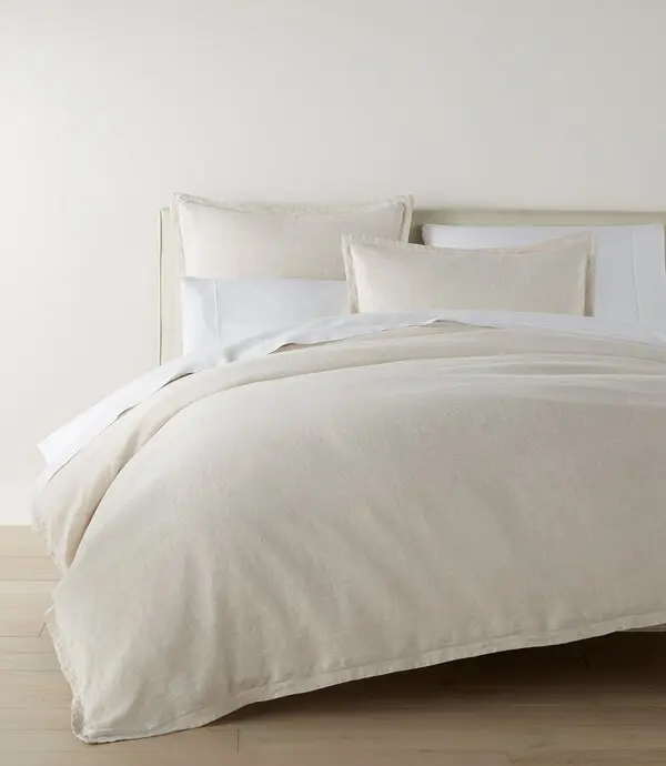 PEACOCK ALLEY European Washed Linen Duvet Cover - White