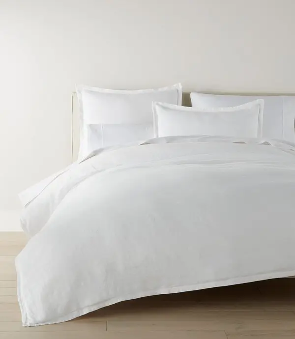 PEACOCK ALLEY European Washed Linen Duvet Cover - White