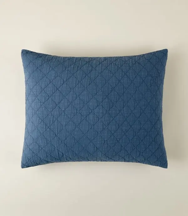 PEACOCK ALLEY Heritage Stonewashed Linen Sham - Navy