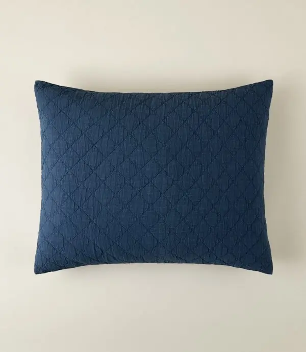 PEACOCK ALLEY Heritage Stonewashed Linen Sham - Navy