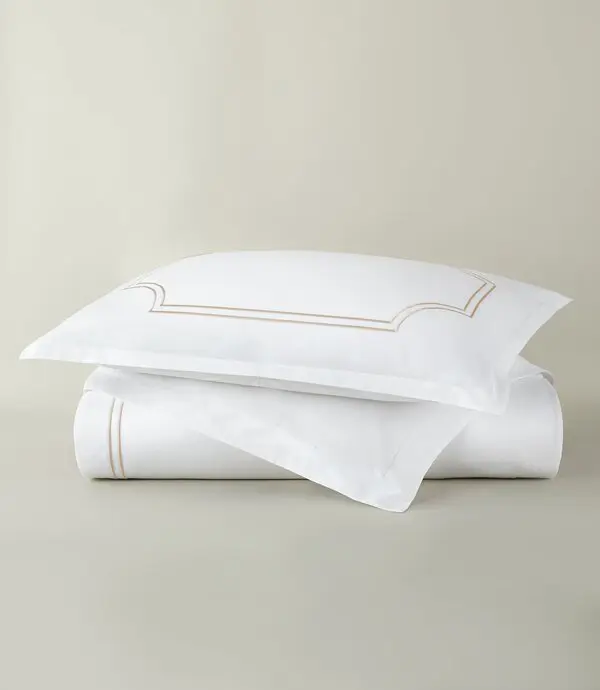 PEACOCK ALLEY Deco Classic Embroidered Duvet Set - Linen