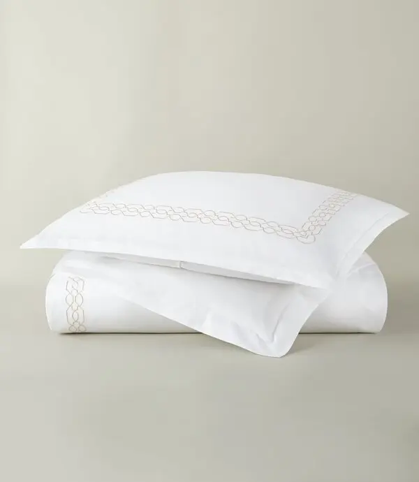 PEACOCK ALLEY Filigree Classic Embroidered Duvet Set - Linen