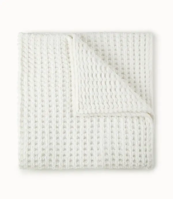 PEACOCK ALLEY Cozy Knit Throw Blanket - White