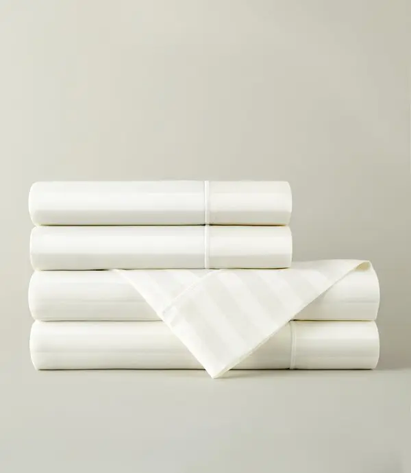 PEACOCK ALLEY Soprano Stripe Sateen Sheet Set - Ivory