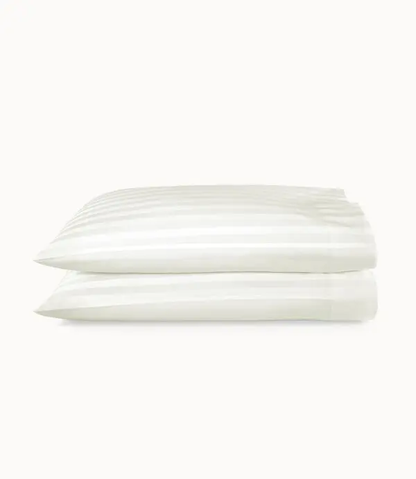 PEACOCK ALLEY Soprano Stripe Sateen Pillowcases - Ivory
