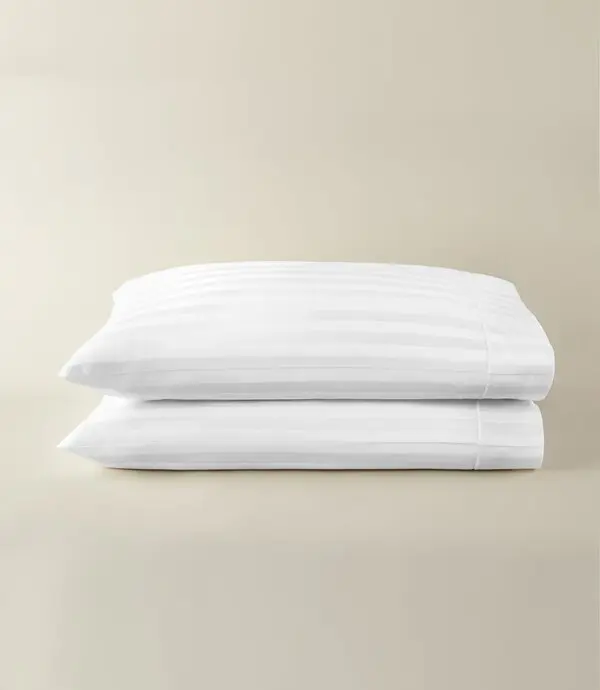 PEACOCK ALLEY Soprano Stripe Sateen Pillowcases - White