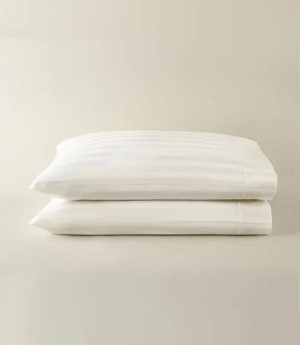 PEACOCK ALLEY Soprano Stripe Sateen Pillowcases - White
