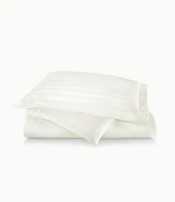 PEACOCK ALLEY Soprano Stripe Sateen Duvet Cover - Ivory