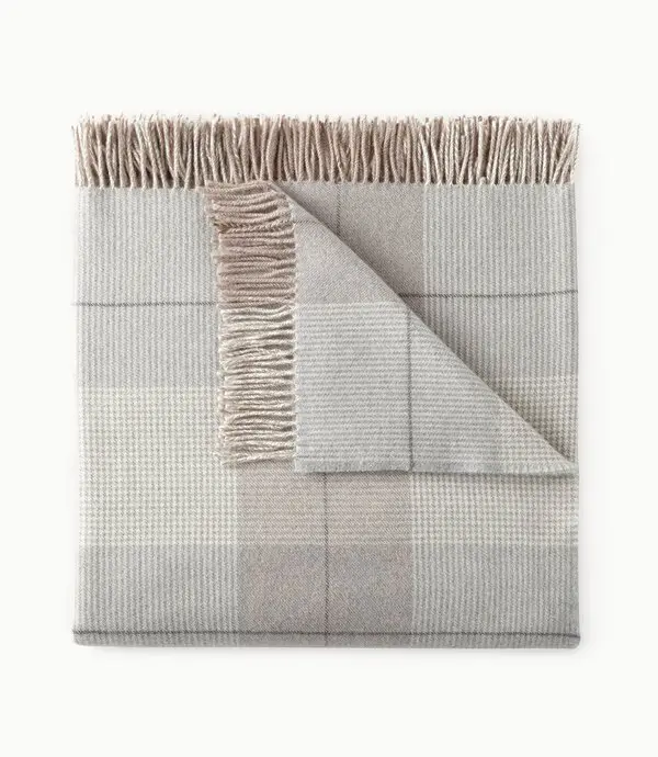 PEACOCK ALLEY York Plaid Blanket - Pewter