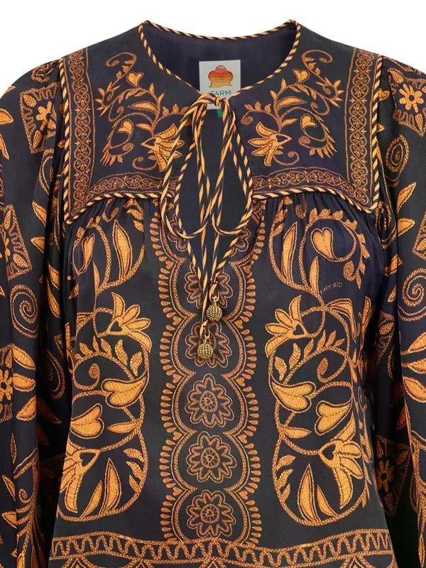 Farm Rio Ainika Floral-print Blouse - Black