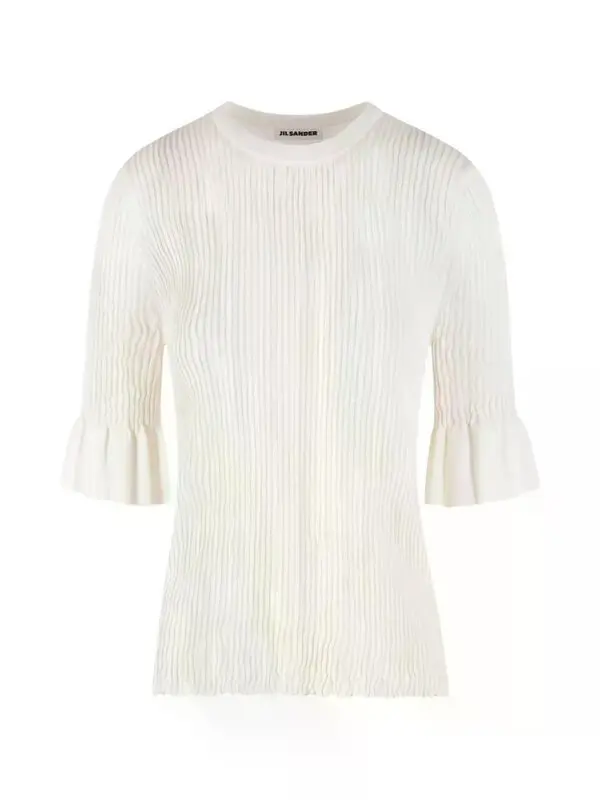 JIL SANDER Ruffled Ribbed Top