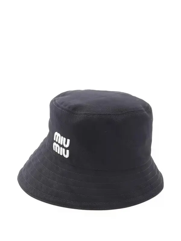 Miu Miu 2010s Logo-embroidery Bucket Hat - Black