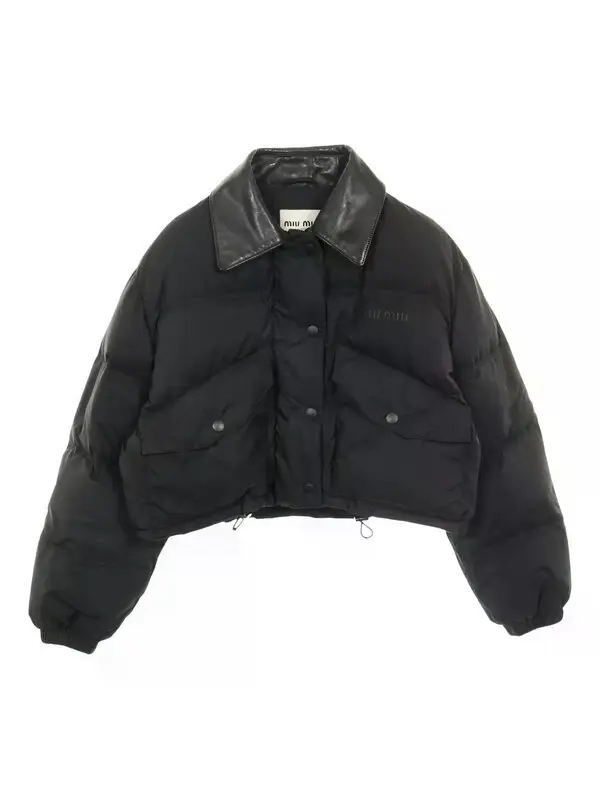 Miu Miu 2000s Logo Leather Down Jacket