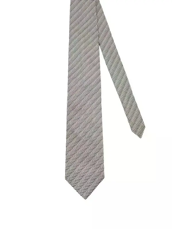 TOM FORD Herringbone Silk Neck Tie - Silver