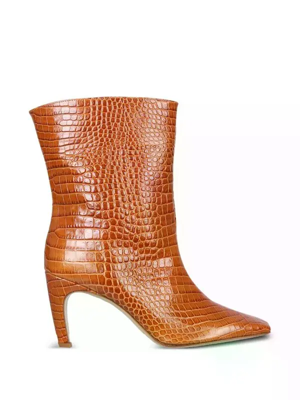 GIABORGHINI Crocodile-embossed Heeled Ankle Boots