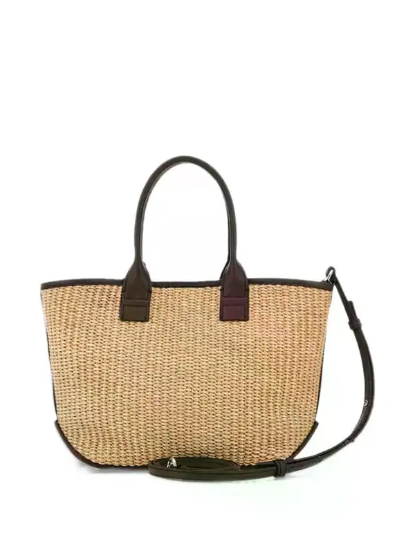 Hogan Embroidered Raffia Tote - Neutrals