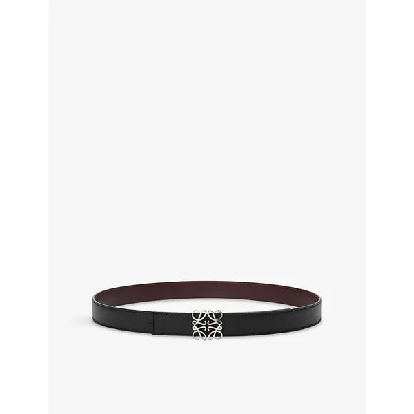 Loewe Anagram Bombée Leather Belt - Black/burgundy