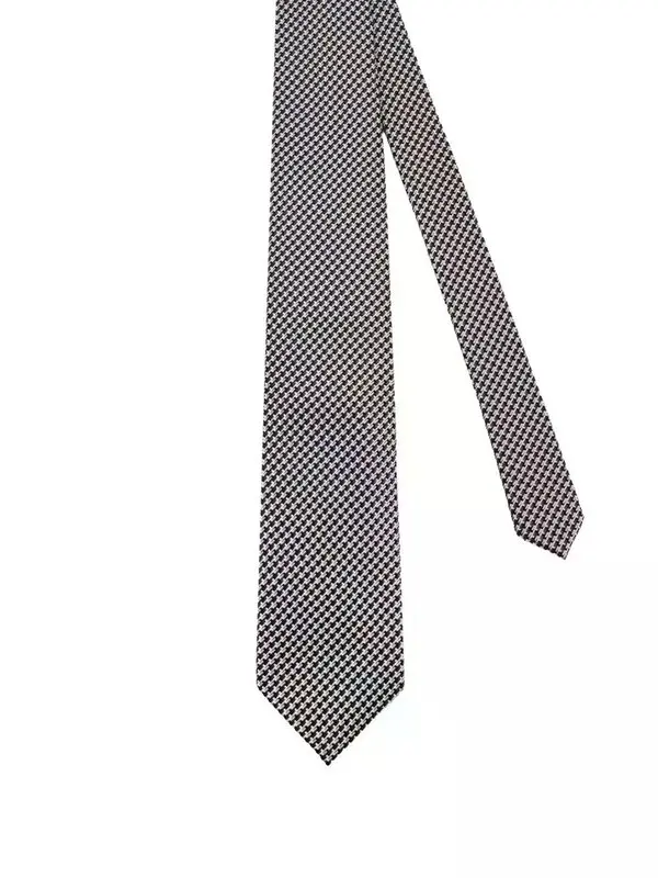 TOM FORD Geometric-pattern Silk Neck Tie - Black