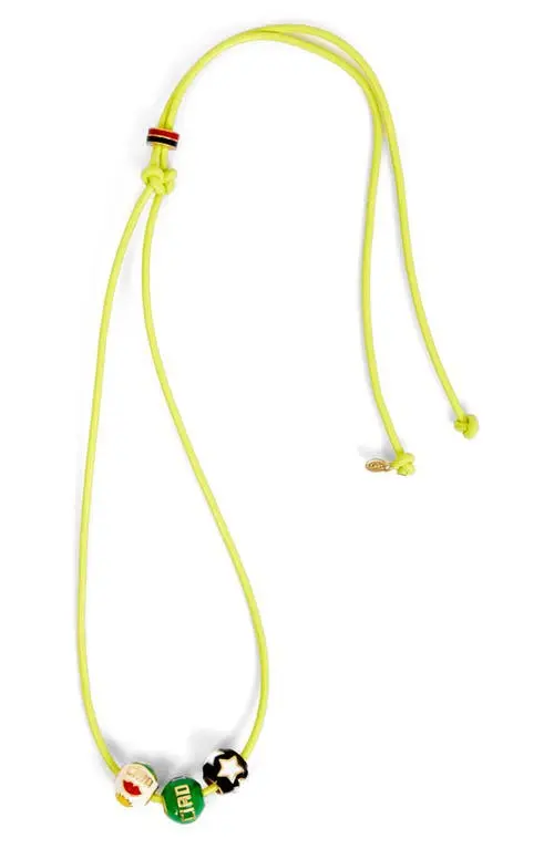 Clare V. Beaded Cord Necklace - Green Multi