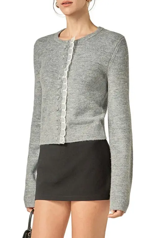 English Factory Scallop Trim Cardigan