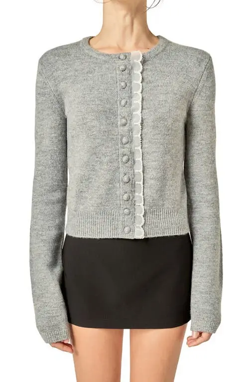 English Factory Scallop Trim Cardigan