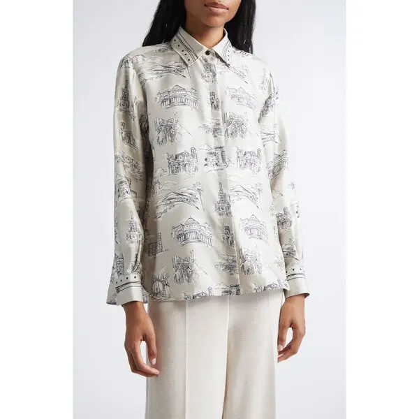 Max Mara Fado Silk Button-up Shirt - Sand