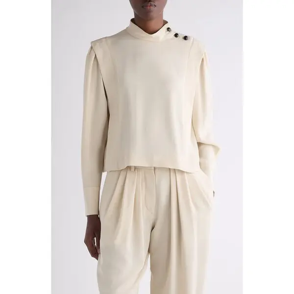 Isabel Marant Étoile Felissa Button Shoulder Mock Neck Top - Ecru