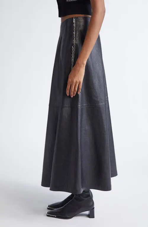 Alexander Wang Long Leather Skirt With Chain