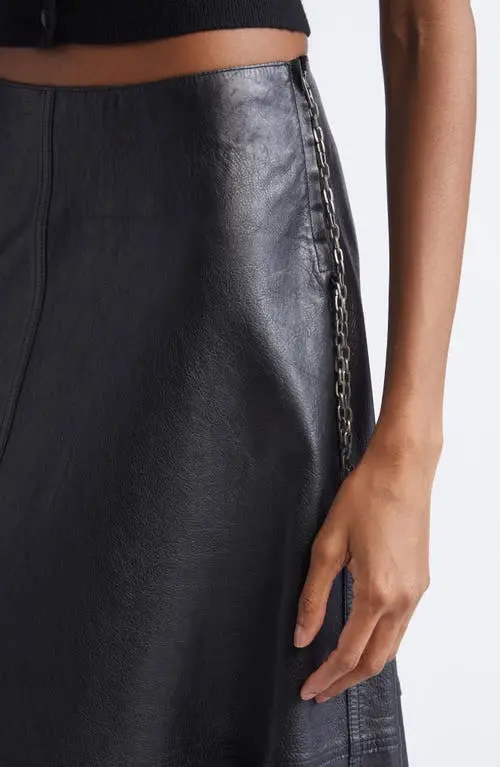 Alexander Wang Long Leather Skirt With Chain