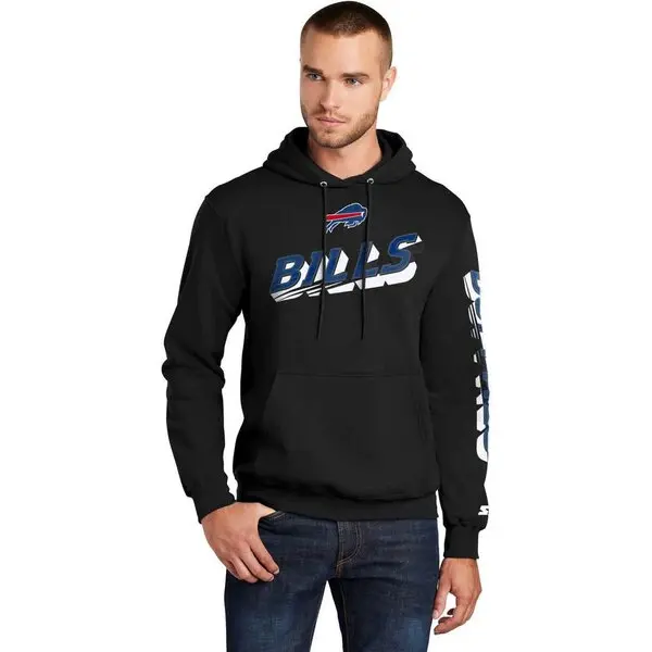 STARTER Buffalo Bills Wordmark Logo Pullover Hoodie